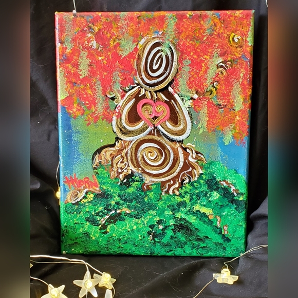 Art | 8x1 Original Acrylic Painting Large Red Lady Tree | Poshmark